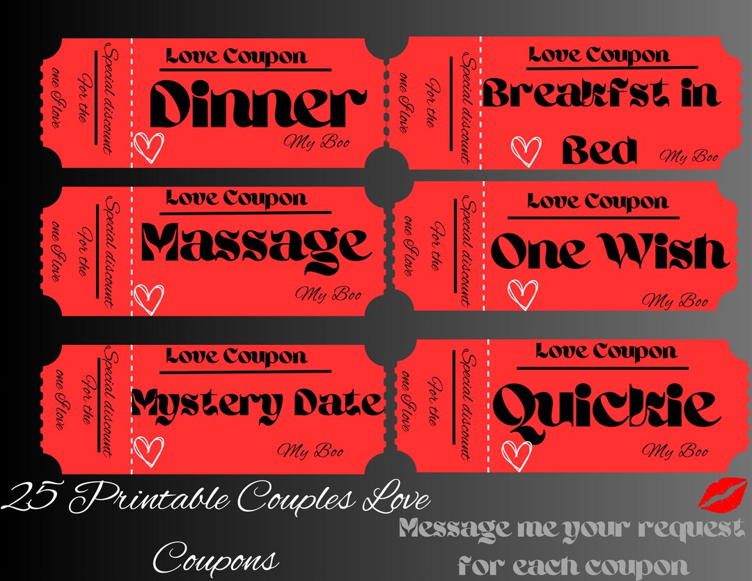 Relationship Love Coupons * Valentine's Day * Anniversary *birthdays ...