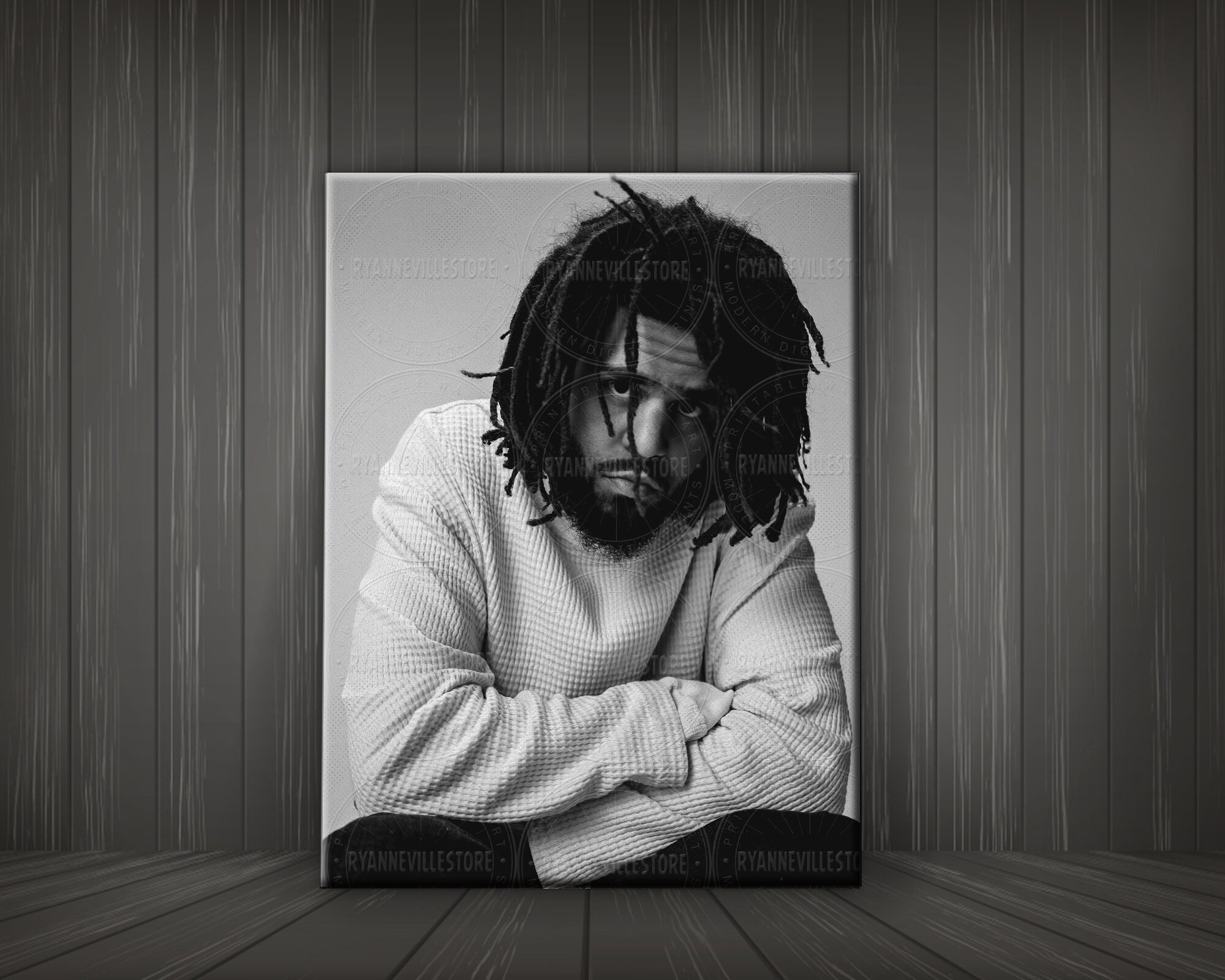 J Cole Portrait Canvas J Cole Wall Art Rap Artist Art Print | Etsy