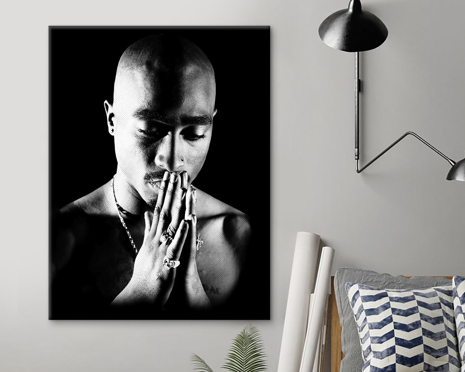 Tupac Shakur Praying Canvas Tupac Portrait Wall Art Rap | Etsy