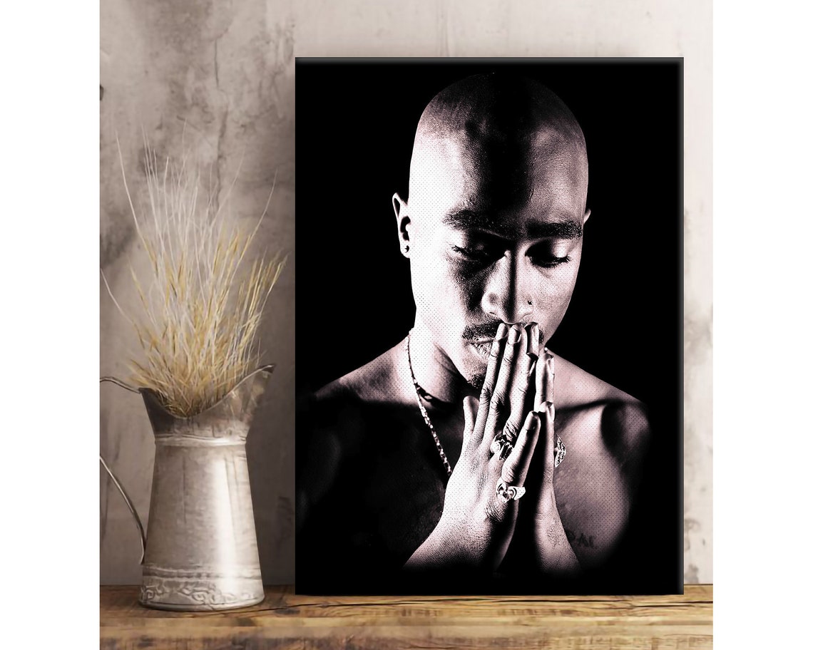 Tupac Shakur Praying Canvas Tupac Portrait Wall Art Rap | Etsy