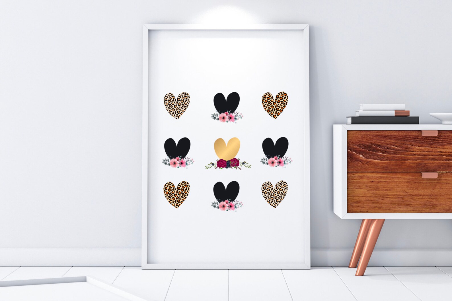 Sublimation Designs-9 Heart-leopard Print Baby-kid Room Wall Art ...
