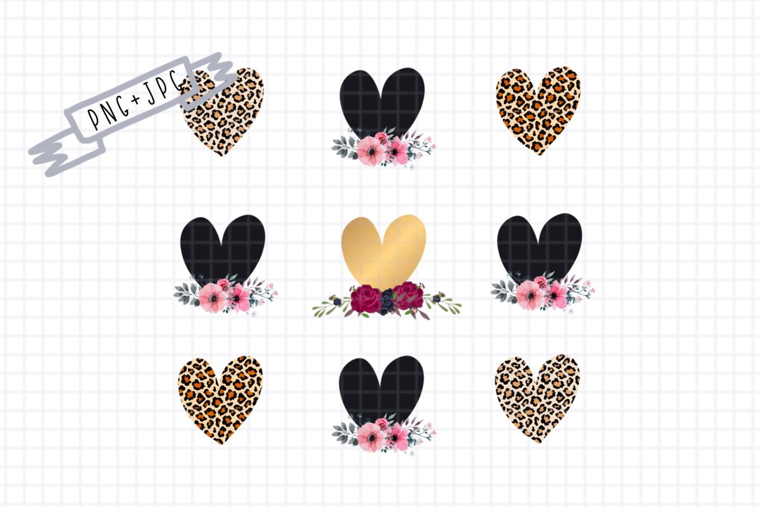 Sublimation Designs-9 Heart-leopard Print Baby-kid Room Wall Art ...