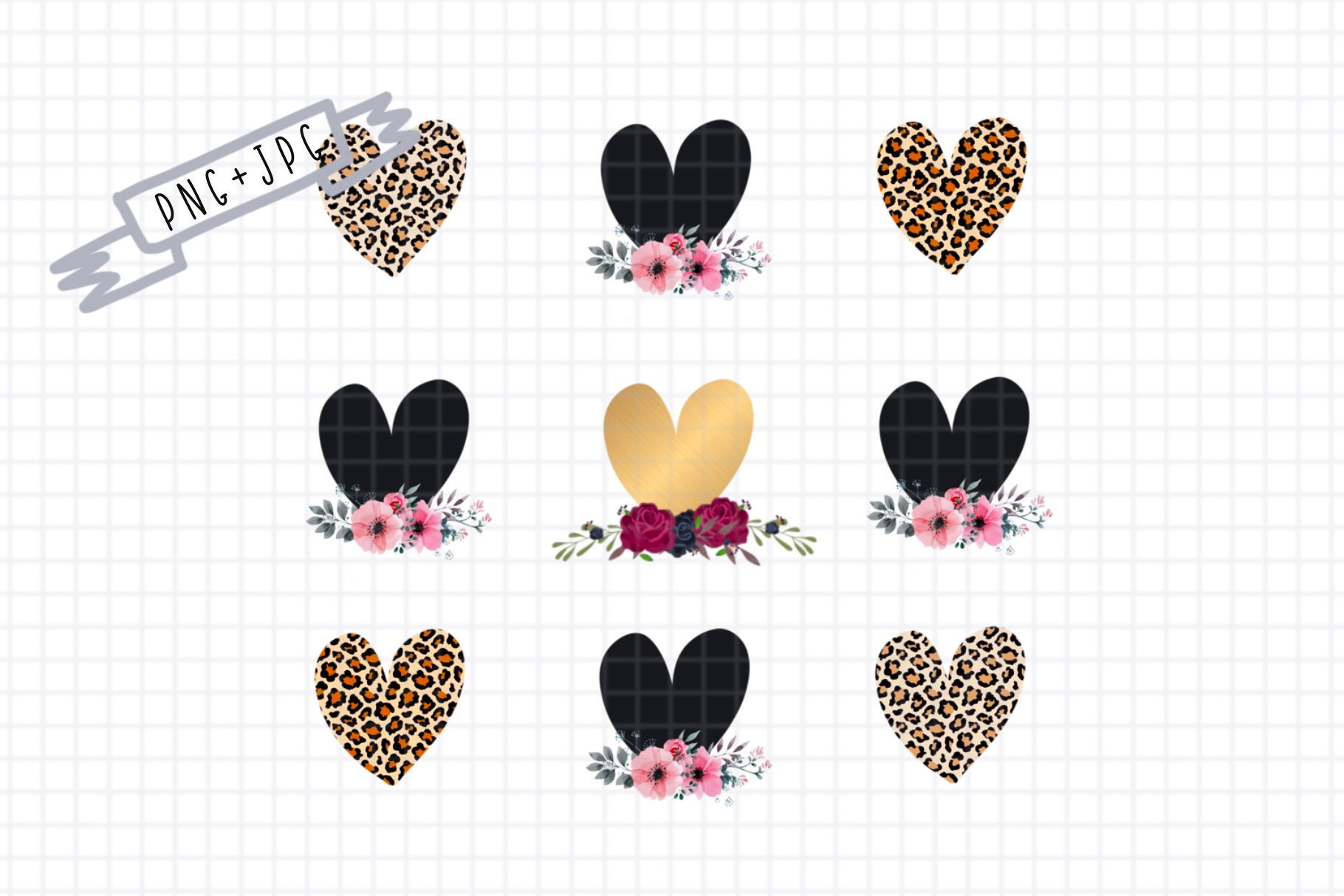 Sublimation Designs-9 Heart-leopard Print Baby-kid Room Wall Art ...