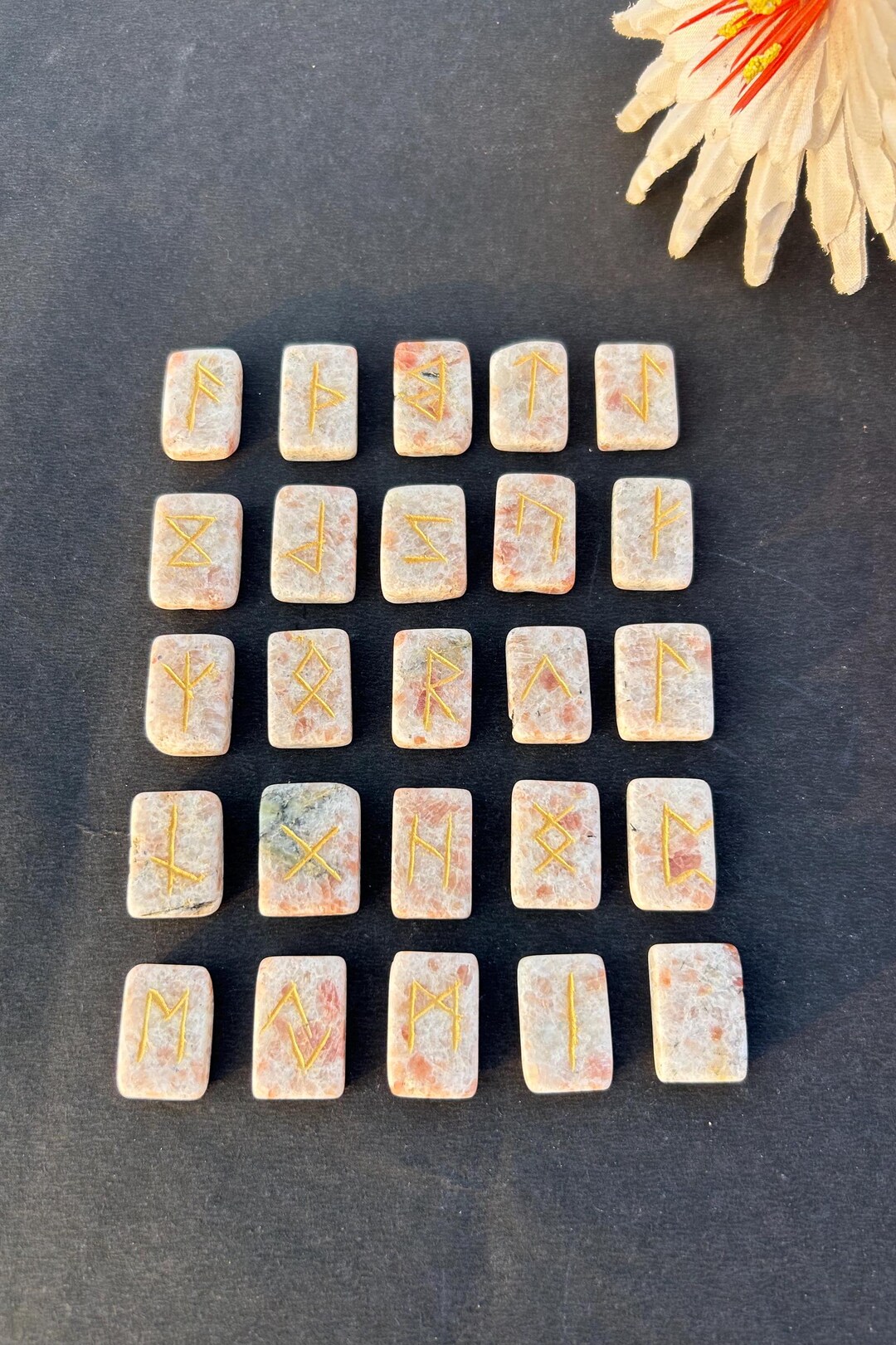 Sunstone Rune Sets Elder Futhark Rune Set Gemstone Runic Set Spiritual ...