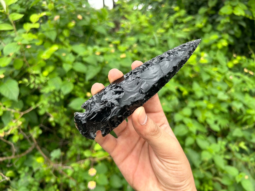 6" Black Obsidian Spearhead Large Obsidian Crystal Healing Crystal ...