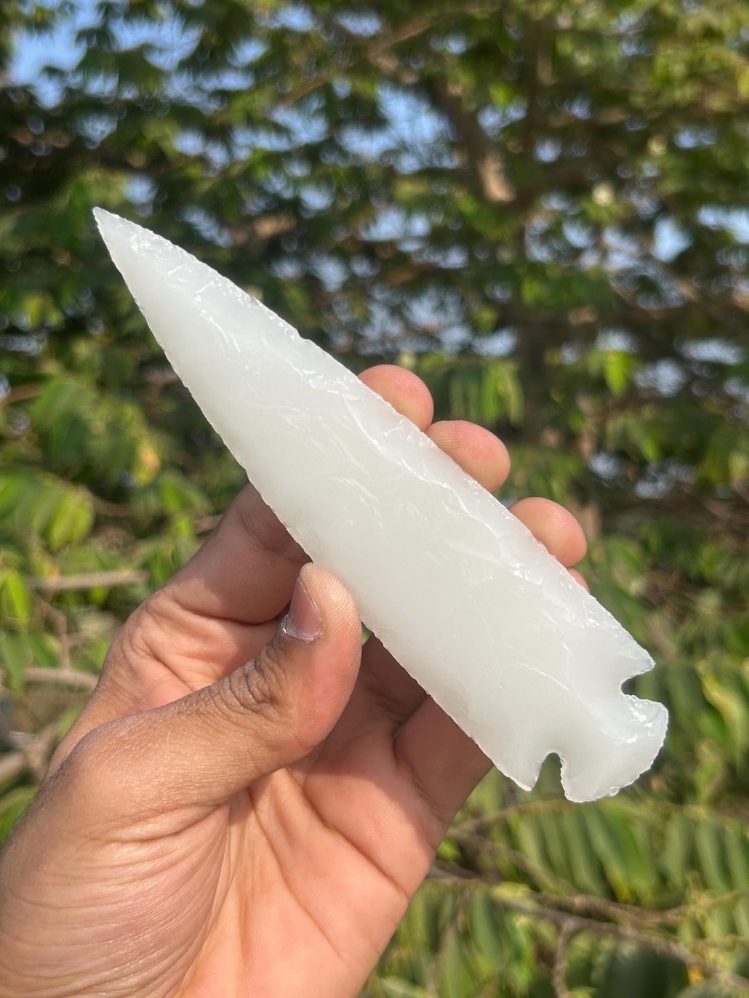 White Jade Arrowhead Healing Crystal for Meditation, Protection ...