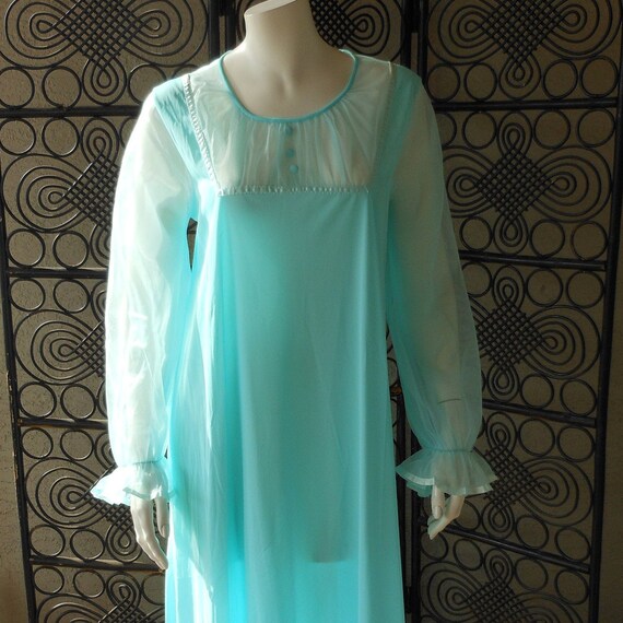 Vintage Formfit Rogers Night Gown Sheer Chiffon Bust Gem