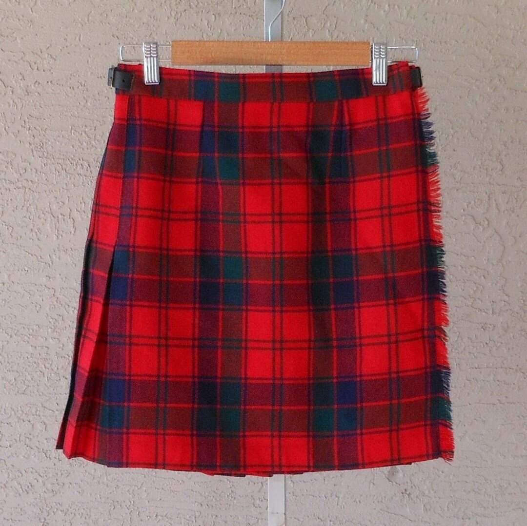Vintage Kilt Red Tartan Womens Size 6/8 Girls Size 12 Short Mini James ...
