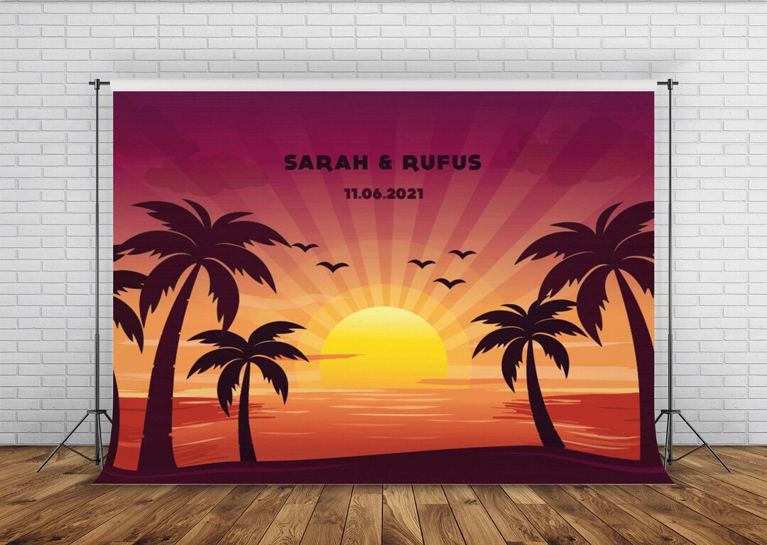 Sunset at the Beach Event Digital Backdrop| Sundowner| Silhouettes ...