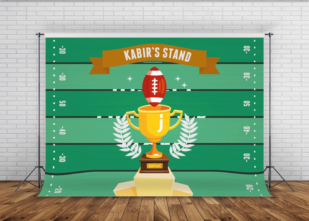 NFL Football With Gold Trophy Digital Backdrop| Birthday Backdrop ...