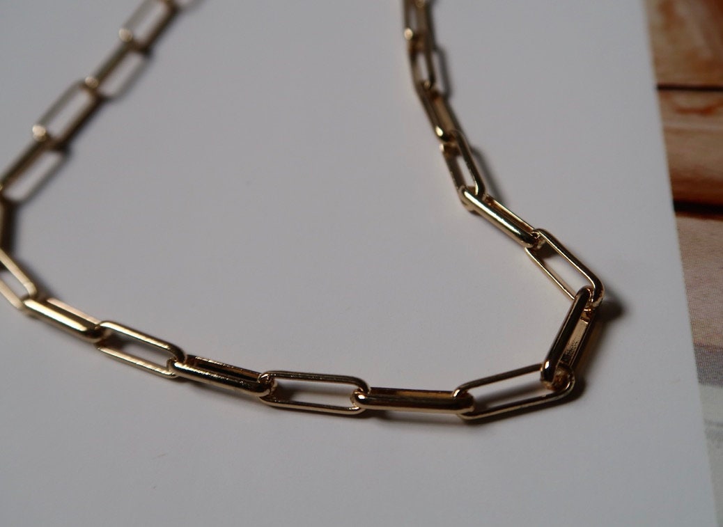 Gold Paperclip Chain Layering Necklace Gold Plated Jewelry - Etsy