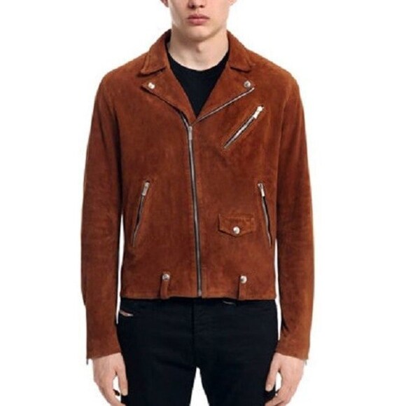 Men Tan Brown Suede Leather Jacket Mens Fashion Jackets | Etsy