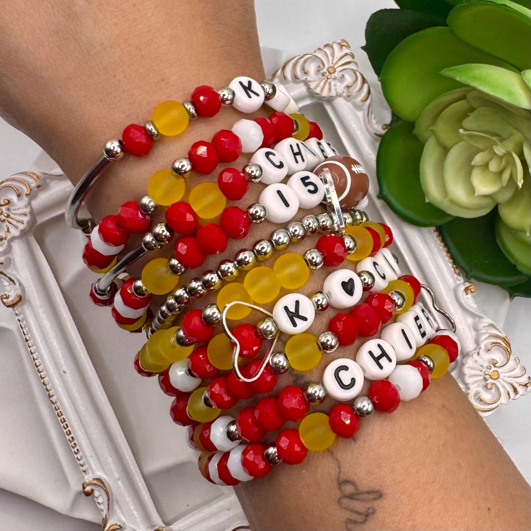 6mm Kansas City Chiefs Stretch Clay Bracelet/ Game Day Stack / Red ...