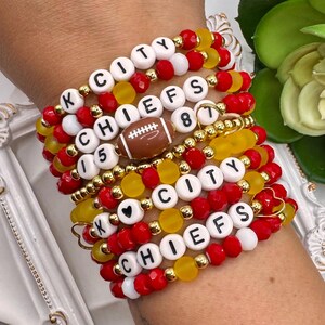 6mm Kansas City Chiefs Stretch Clay Bracelet/ Game Day Stack / Red Kingdom/ NFL Kelce/spirit ...