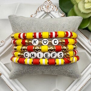 6mm Kansas City Chiefs Stretch Clay Bracelet/ Game Day Stack / Heishi ...