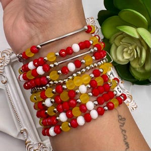 6mm Kansas City Chiefs Stretch Clay Bracelet/ Game Day Stack / Red ...