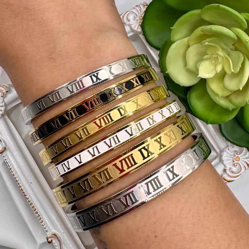 Roman Numeral Bangle Men - Etsy