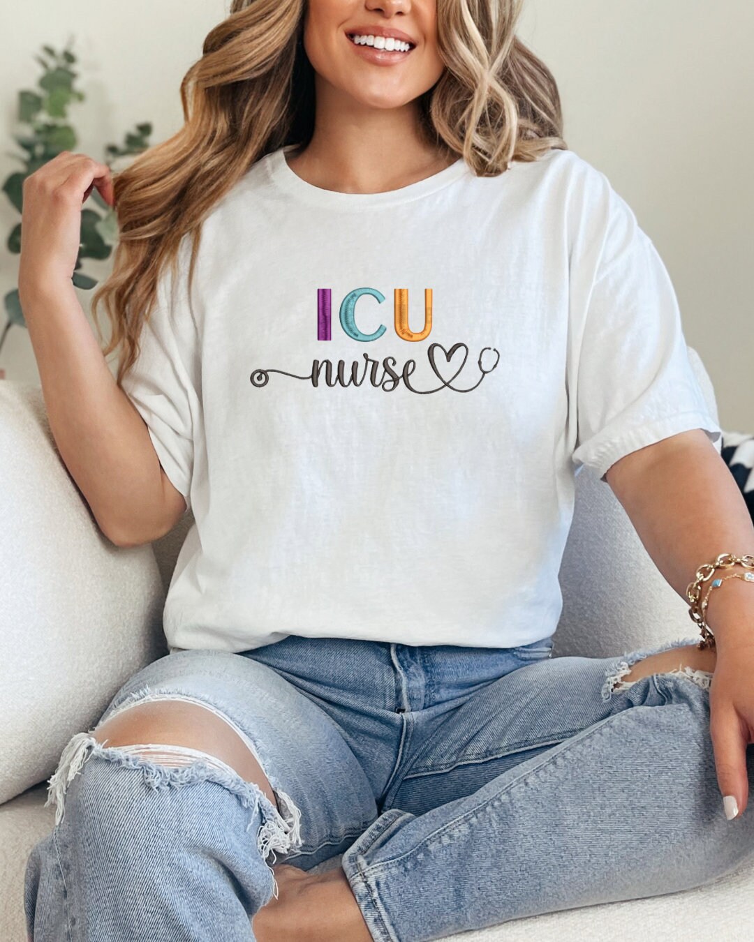 Embroidered Comfort Colors Icu Nurses Shirt, Icu Nursing Shirts, Icu ...