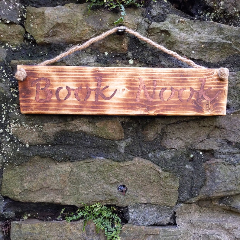 Book Nook Wooden Sign Book Lovers Sign Art for Readers | Etsy