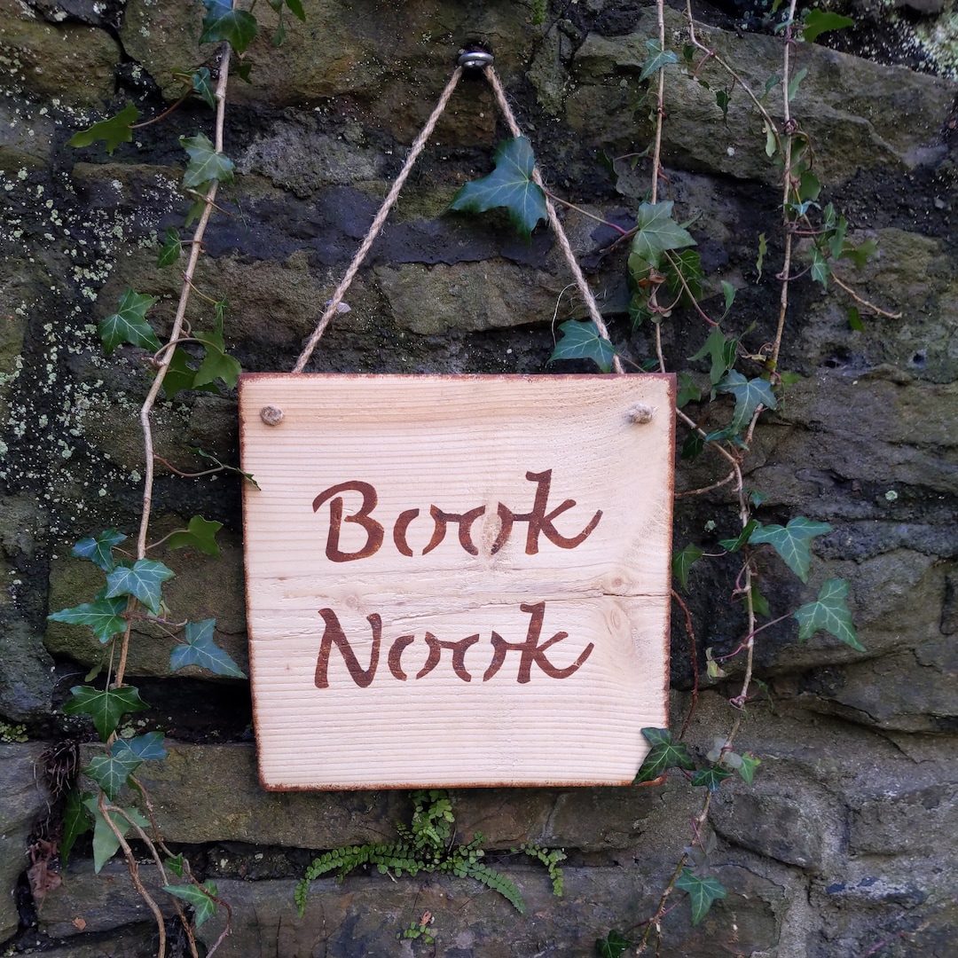 Book Nook Wooden Sign, Book Lovers Sign, Art for Readers, Reclaimed ...