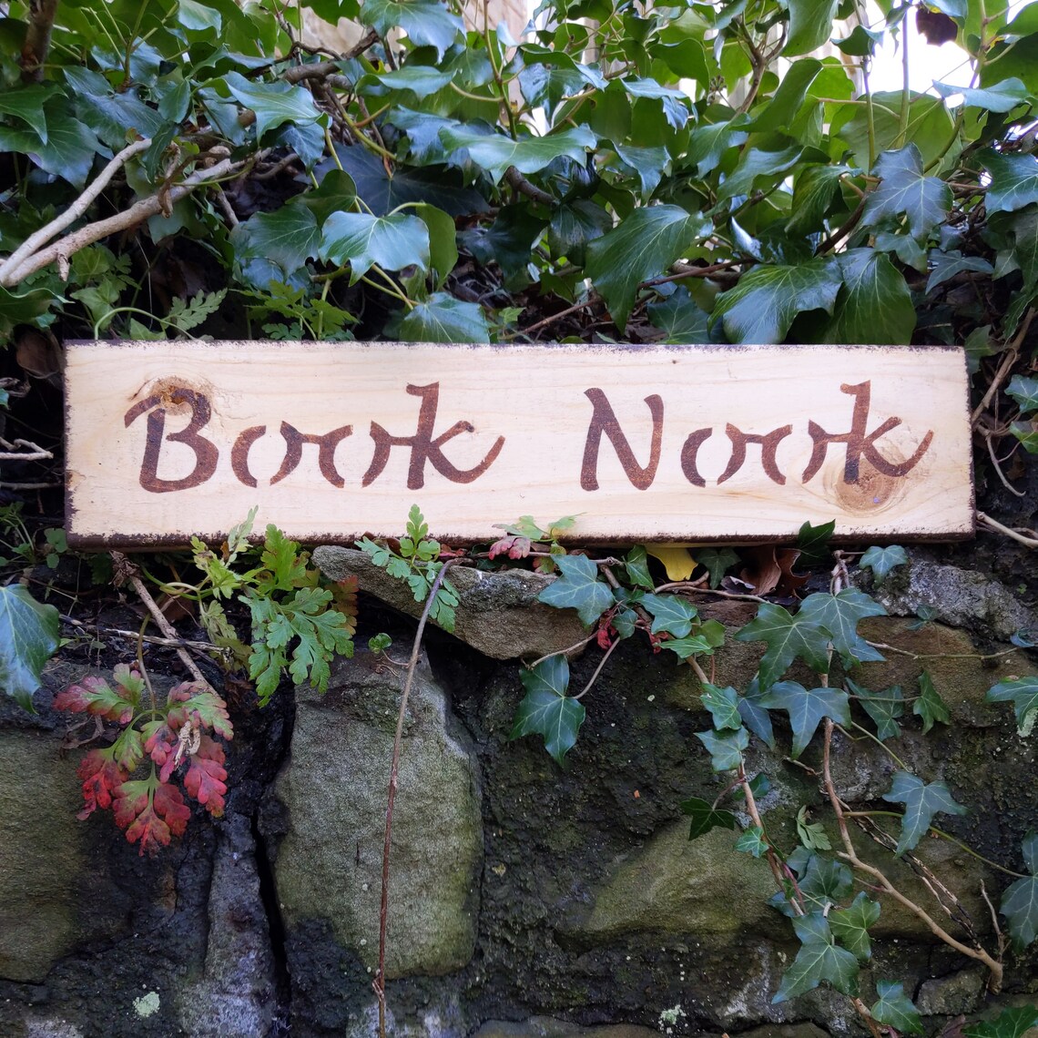 Book Nook Wooden Sign Book Lovers Sign Art for Readers | Etsy