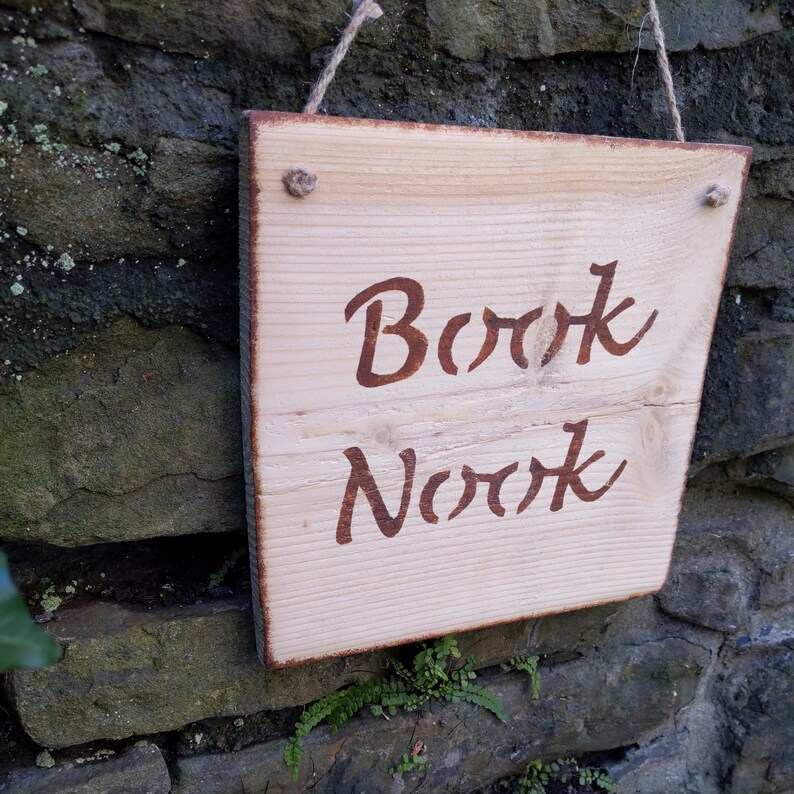 Book Nook Wooden Sign Book Lovers Sign Art for Readers | Etsy