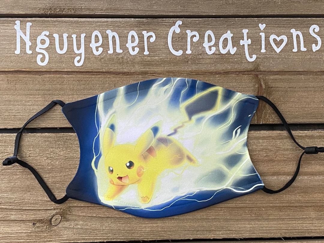 Pikachu Lightening Attack Pokémon Custom Face Mask - Etsy