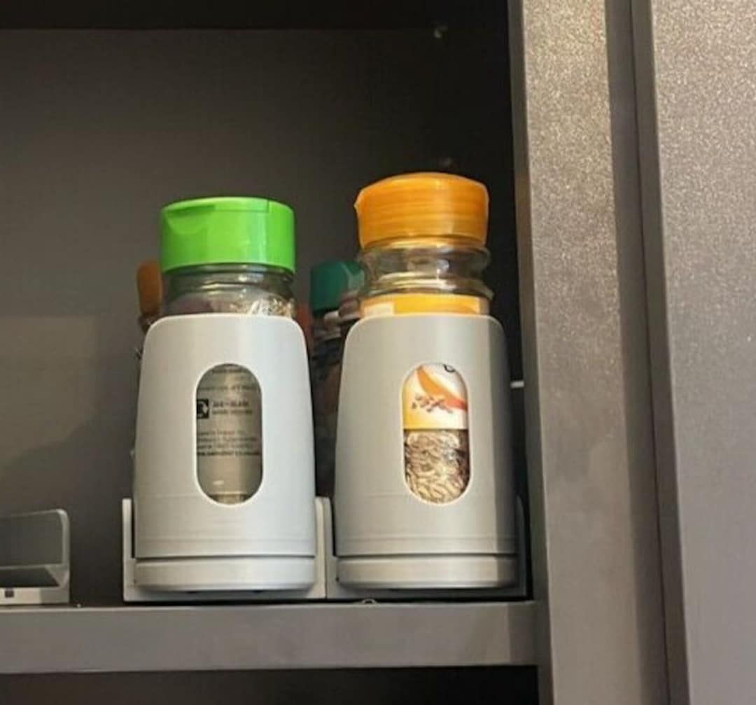 Pull Out Rotating Jar Spice Rack 1 Tier Kitchen Storage Holder Cabinet ...