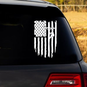 Lineman Decal | Car Window Decal | Lineman American Flag | Tumbler ...