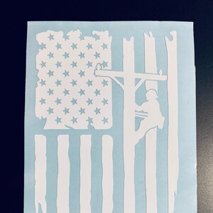 Lineman Decal | Car Window Decal | Lineman American Flag | Tumbler ...