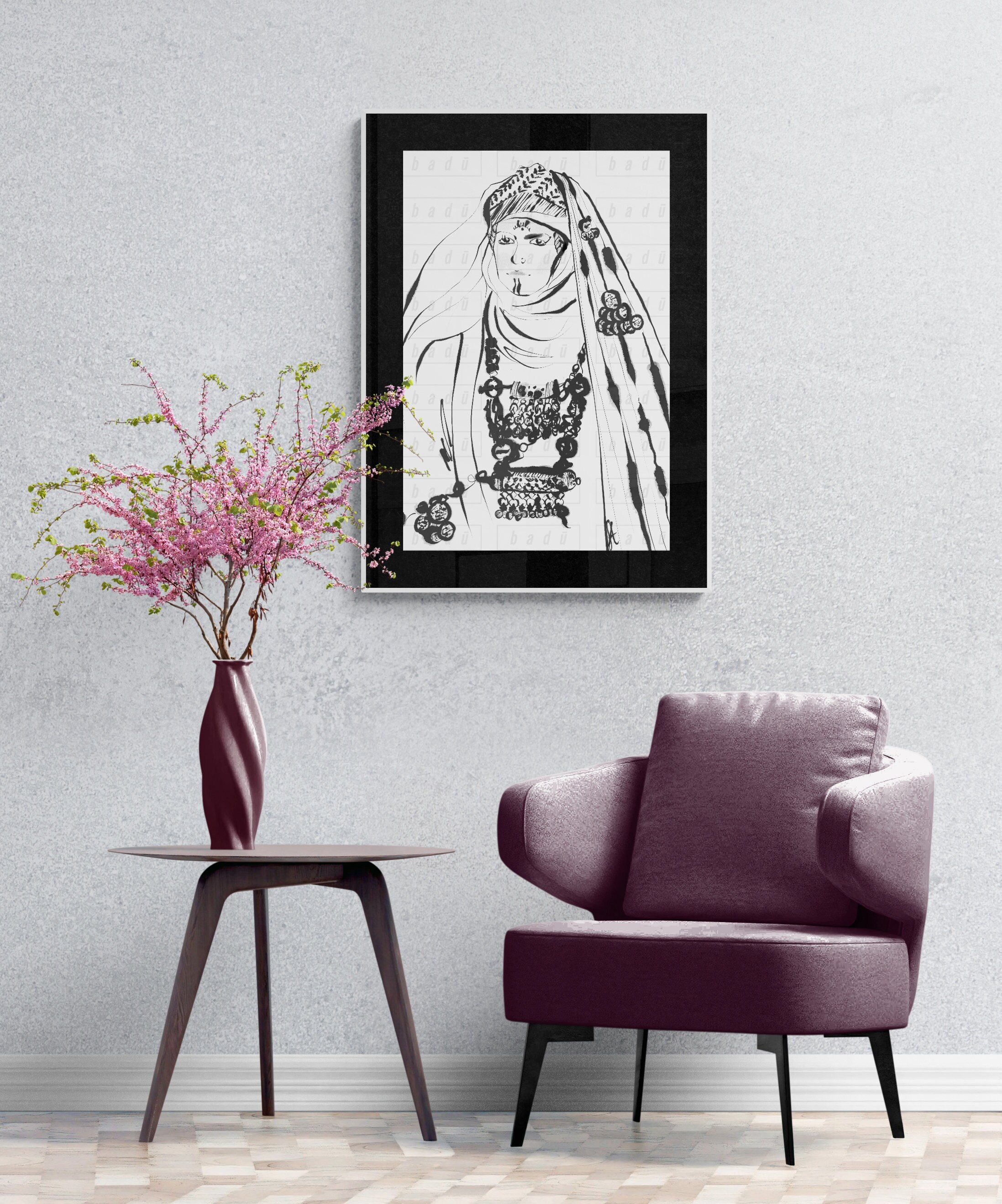 Decorative Bedouin Woman Downloadable Art,desert Modern Print,middle ...