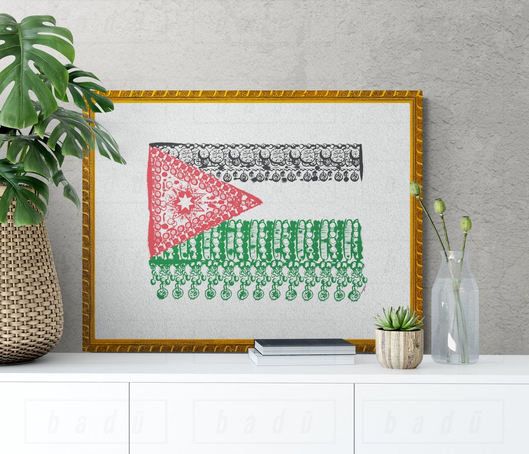 Jordan Flag Downloadable Art,modern Print,bedouin Jewelry Wall Art ...