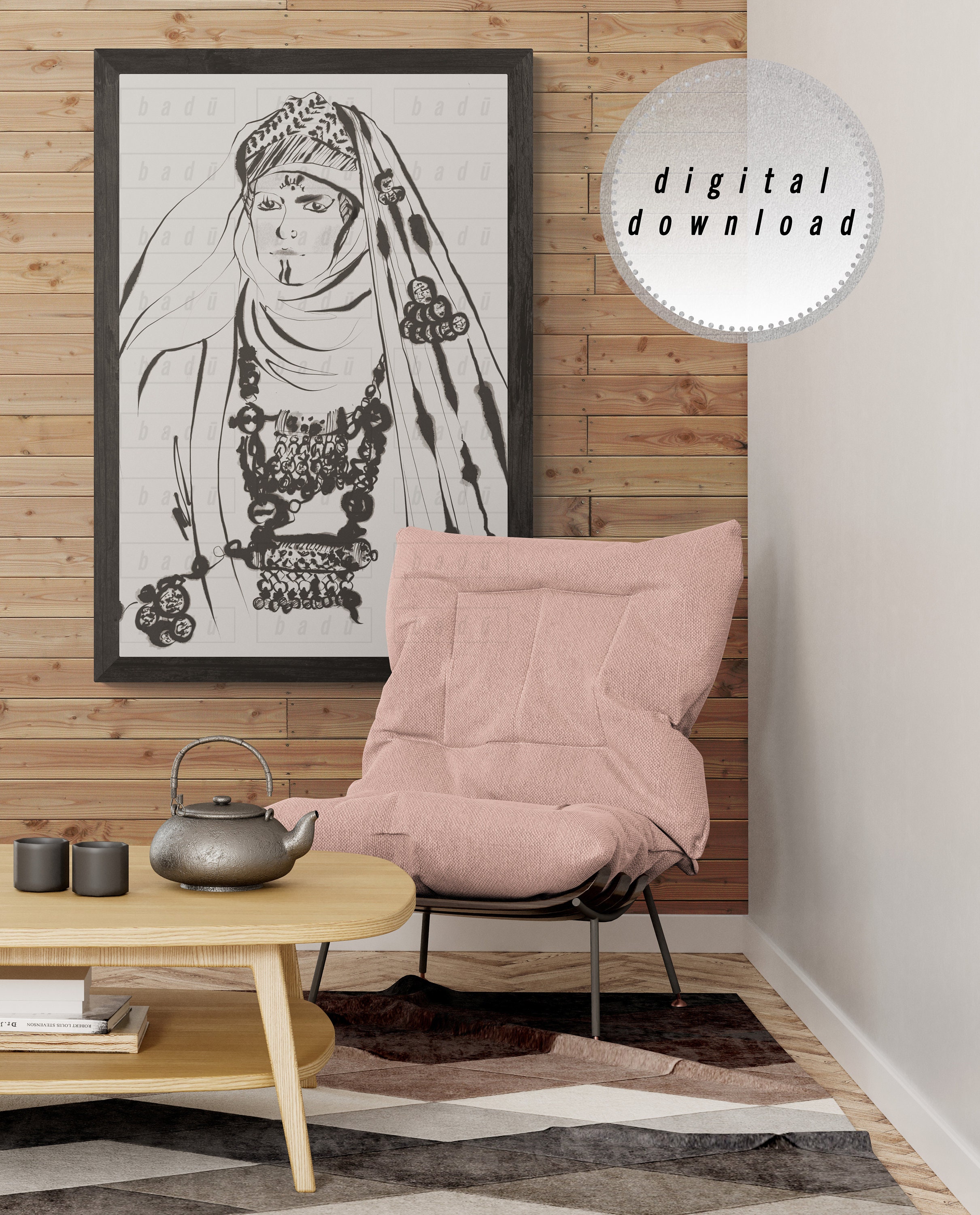 Decorative Bedouin Woman Downloadable Art,desert Modern Print,middle ...