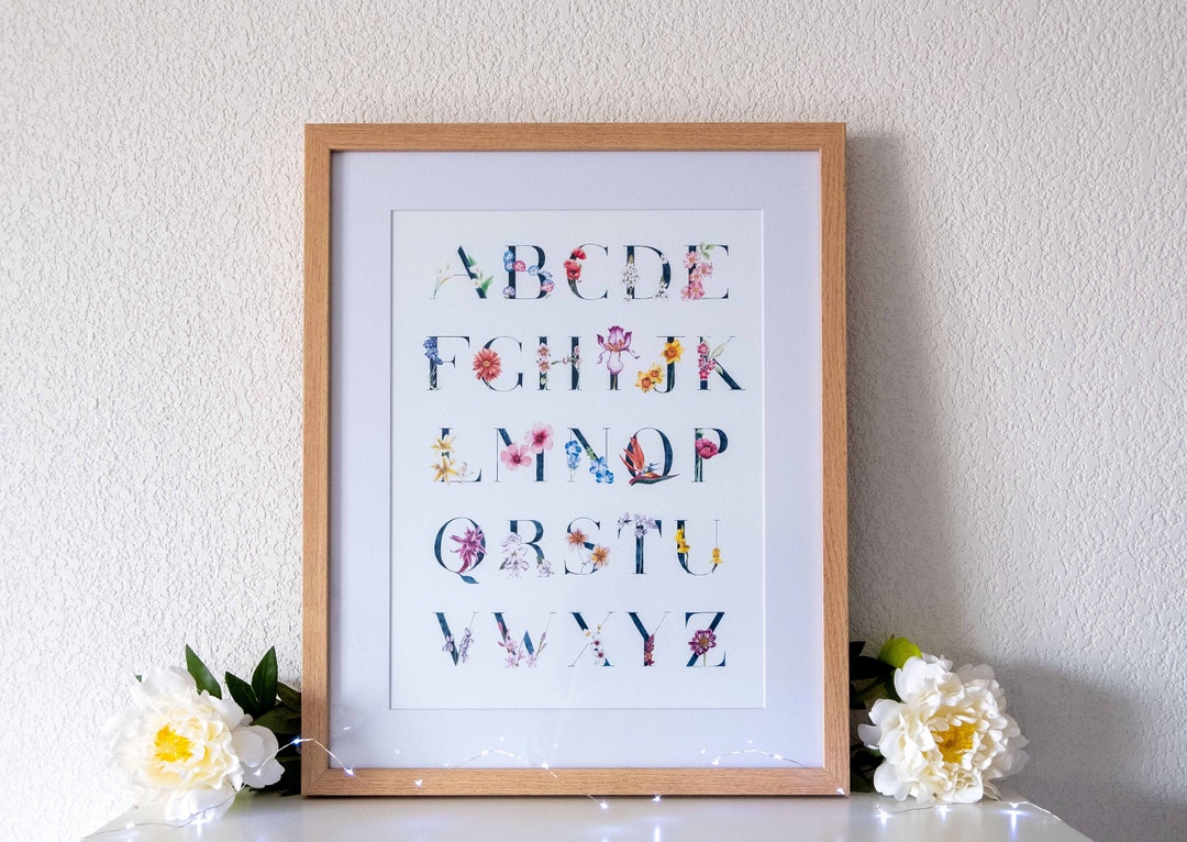 Póster del alfabeto floral A3, Alfabeto de flores, Ilustración, Póster ...