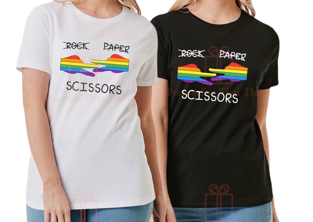 Rock Paper Scissors Rainbow Pride Womens Tshirt - Etsy