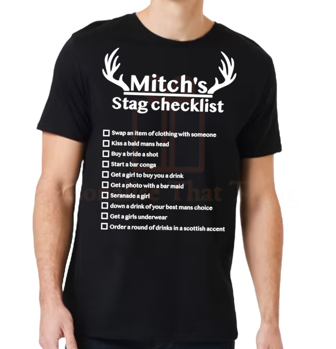 Stag Night Dare Checklist Personalised Mens T-shirts - Etsy