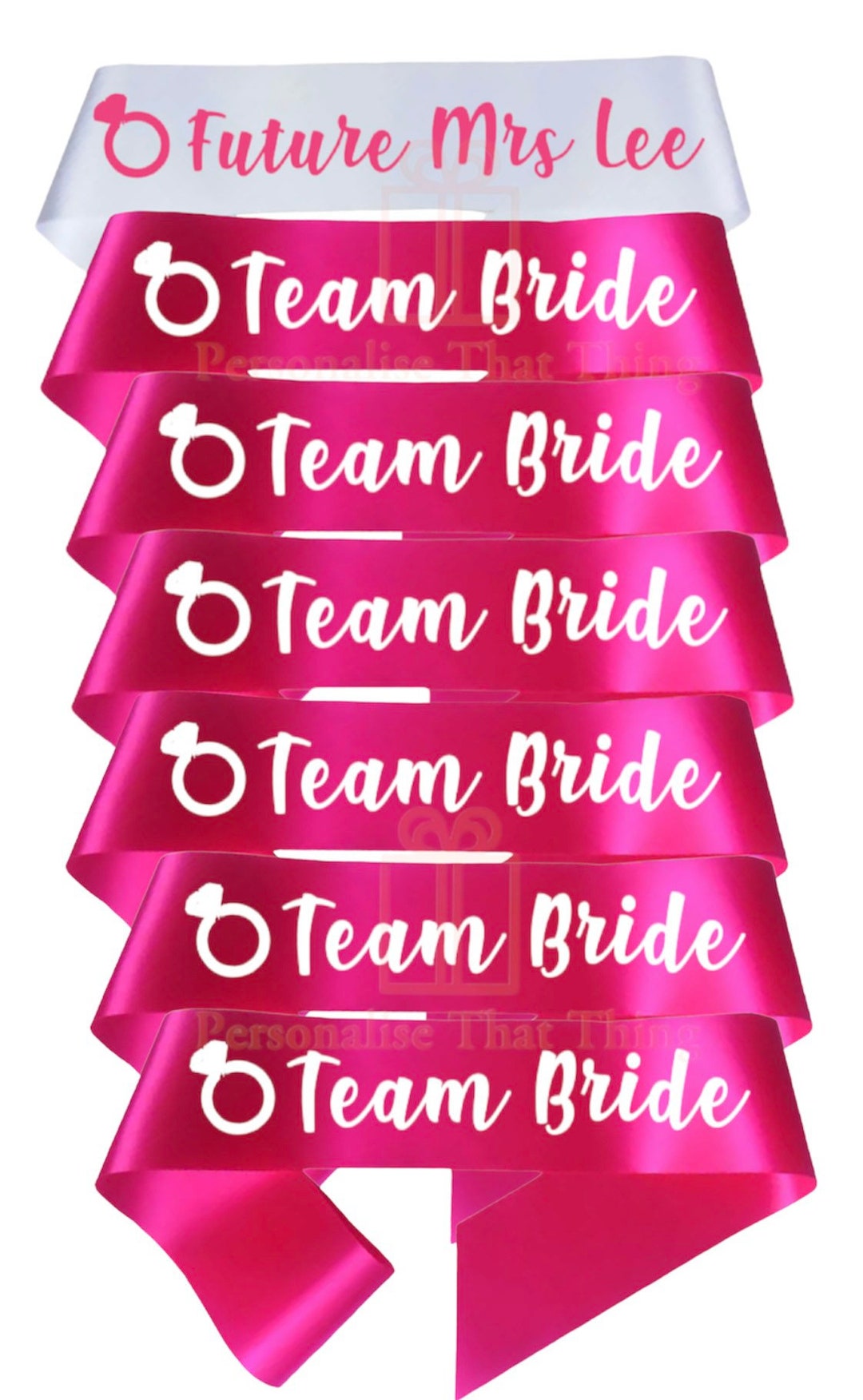 7x Personalised Future Mrs / Team Bride White & Hot Pink - Hen Night ...
