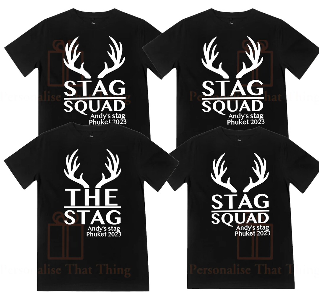 Stag Squad Mens Group Bucks Night Personalised Tshirts - Etsy