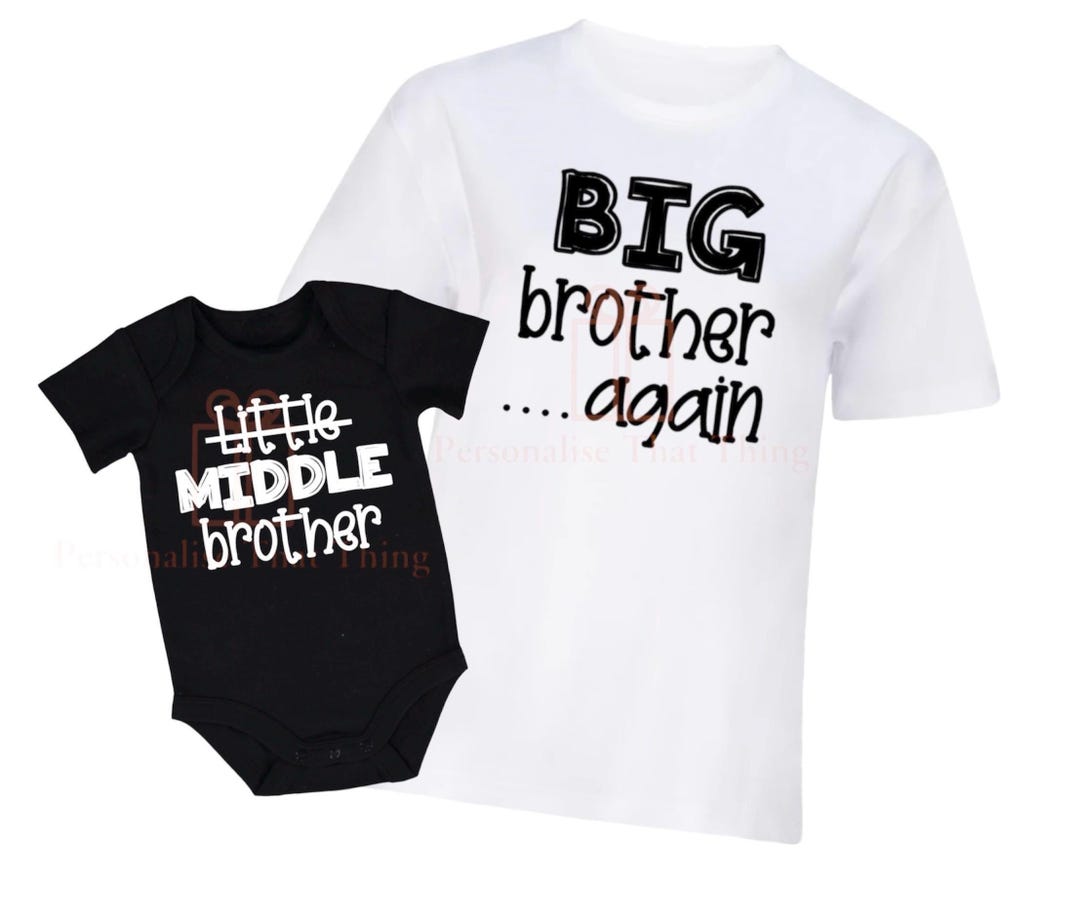 Big Brother Again / Little Middle Brother Baby Bodysuit Tshirt Outfit ...