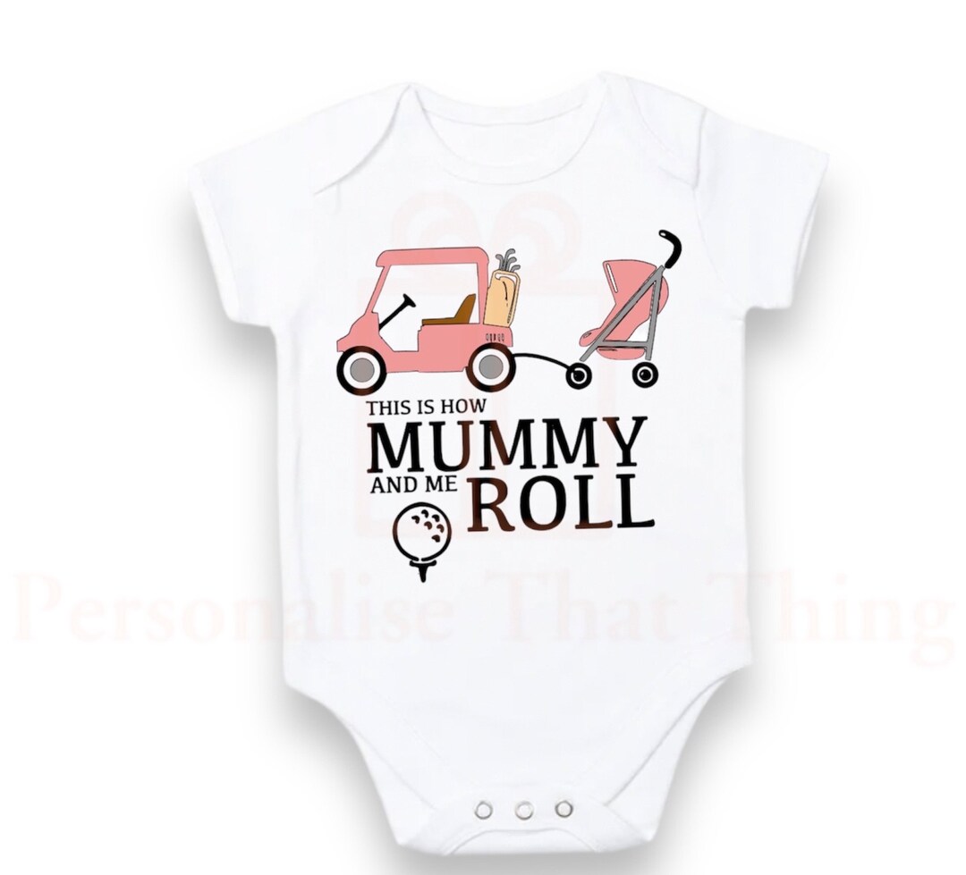 This is How Mummy and Me Roll Golf Cart & Pram Baby Bodysuit Outfit - Etsy