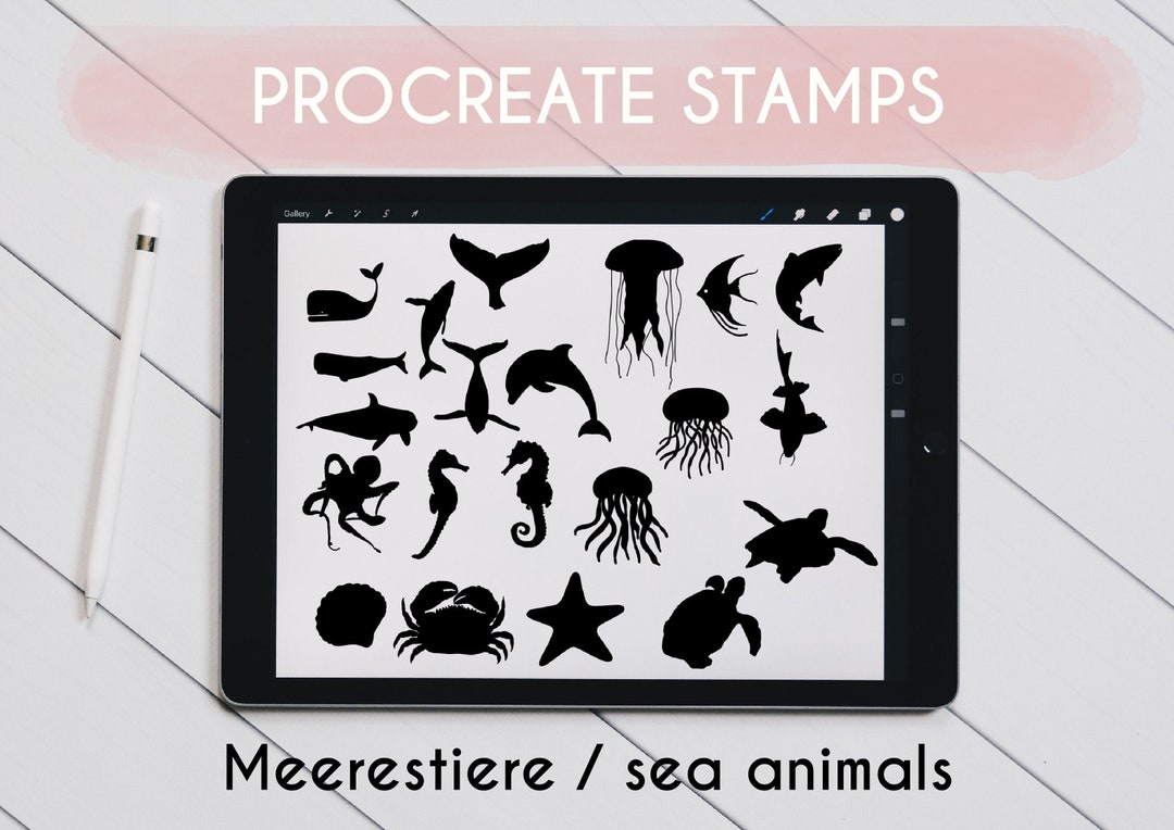 Procreate Brush / Stamp - 21 Sea Creatures - Drawing on iPad / Drawing ...