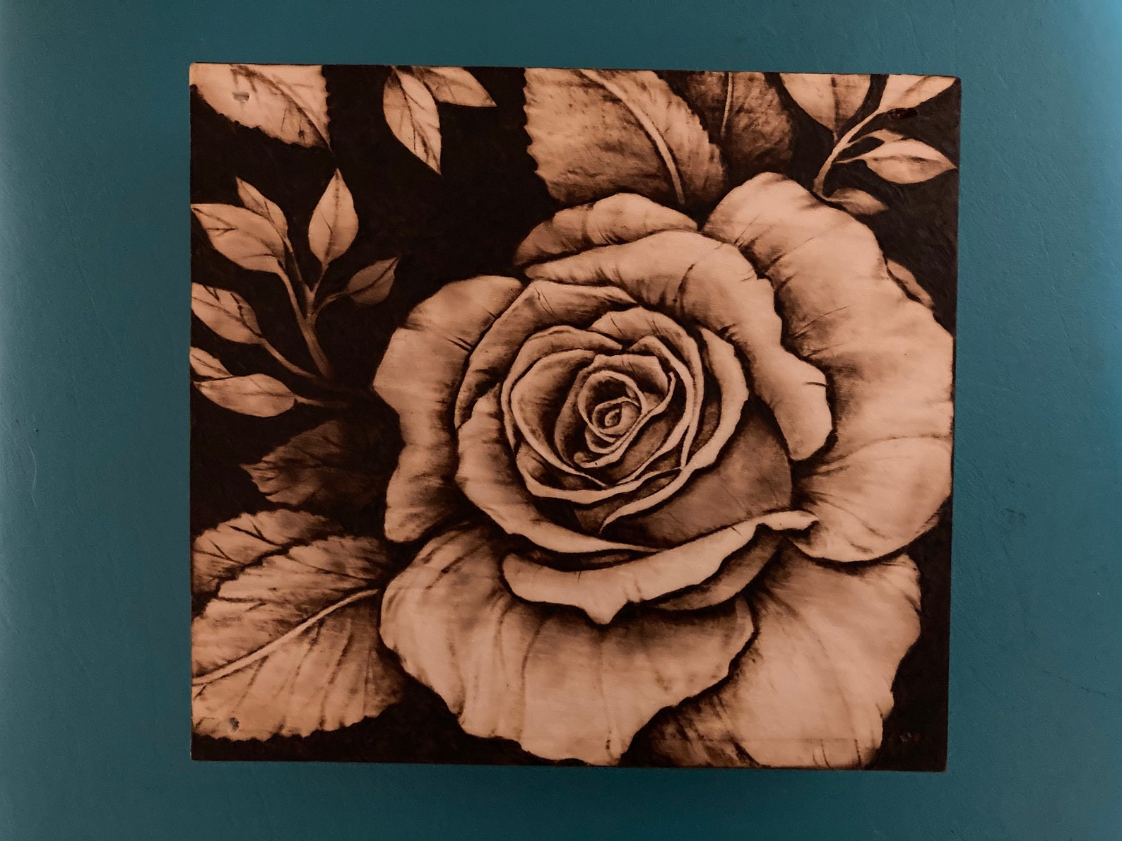 Rose Flower Pyrography Wood Burning Box Handmade - Etsy UK