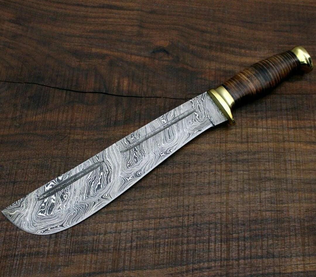 Beautiful Unique style Custom Handmade Damascus Steel Hunting Machete ...