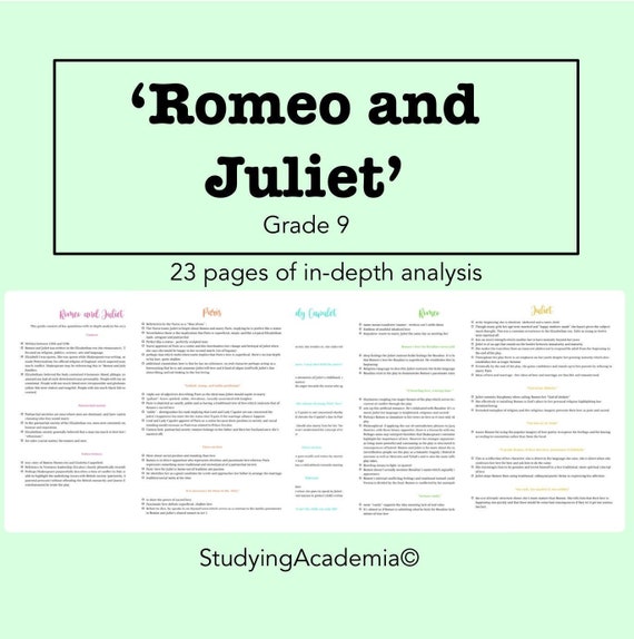 GCSE English Literature : Romeo and Juliet Notes | Etsy