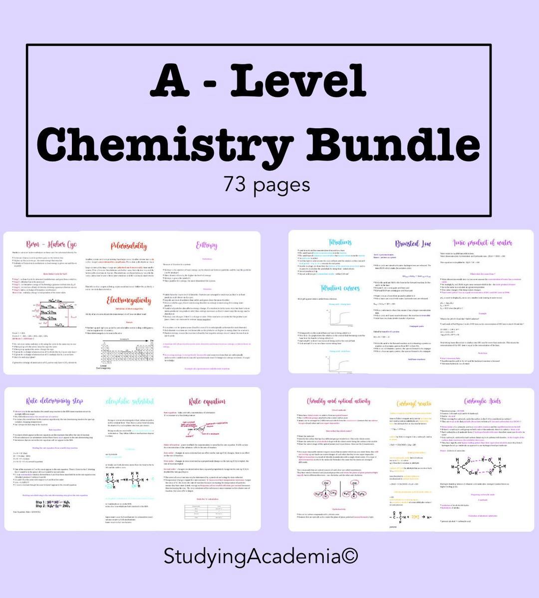 A LEVEL CHEMISTRY NOTES - Bundle - Etsy