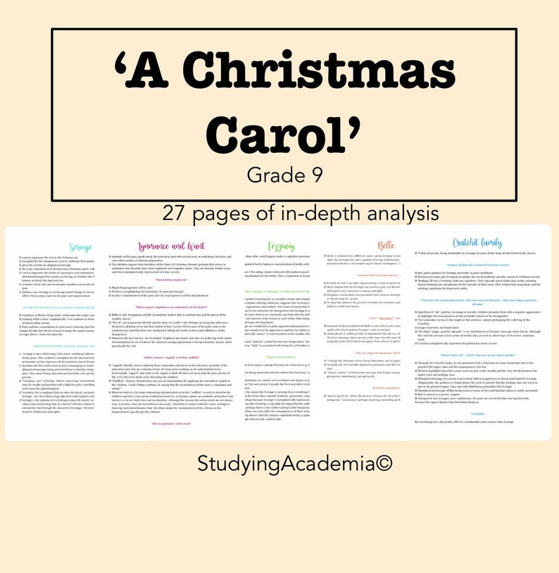 GCSE English Literature : A Christmas Carol Notes - Etsy UK