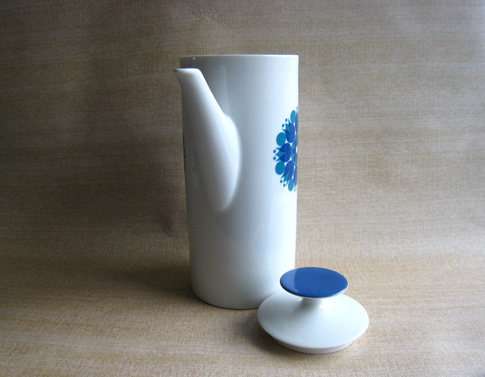Mid Century Thomas Germany Porcelain Tulips Coffee Pot in Greens and ...
