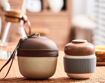 Ceramic Travel Tea Set Portable Outdoor Teaware Kit With Tray & Tea ...