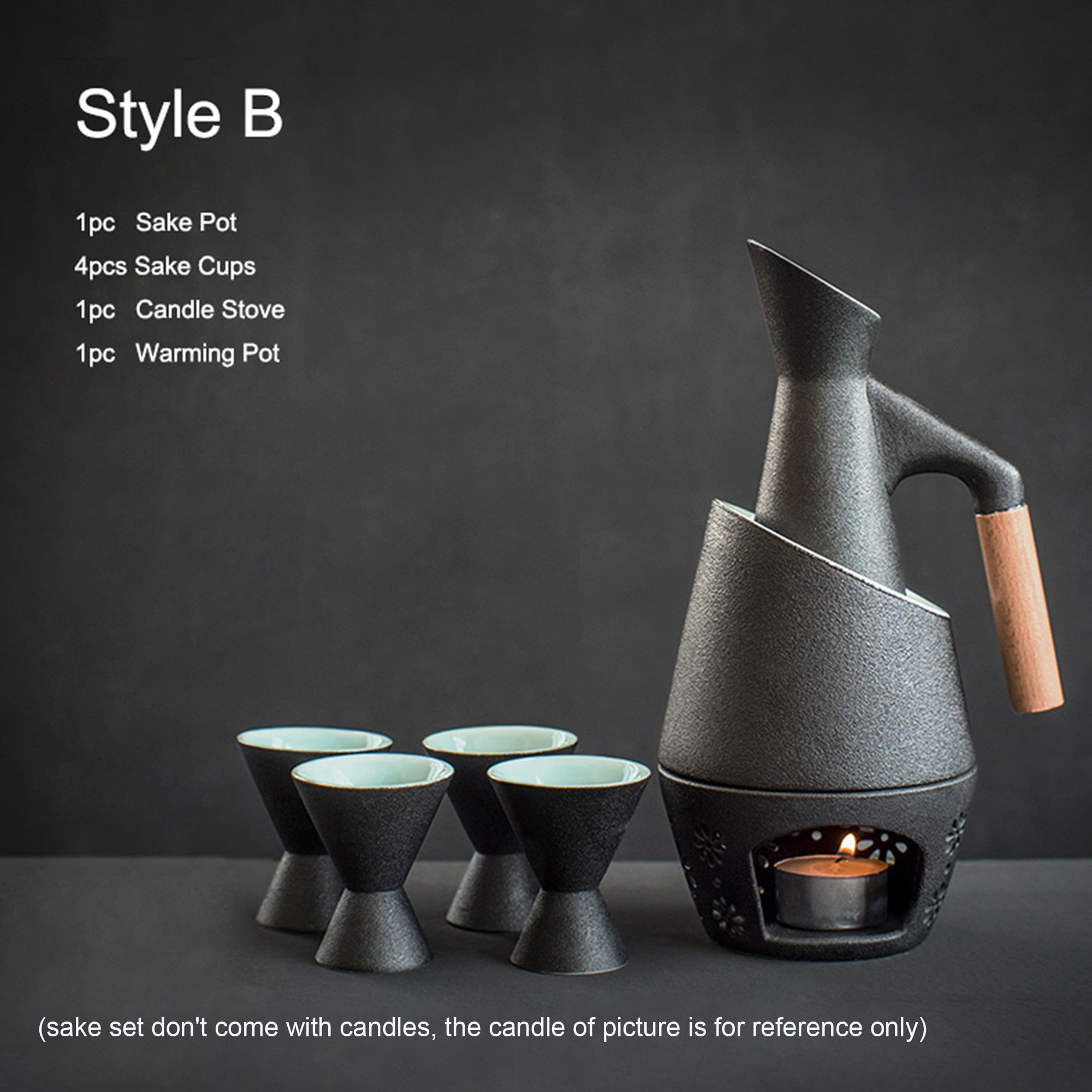 Sake Set and Cups With Warmer Keep Sake, Traditional Porcelain Pottery ...