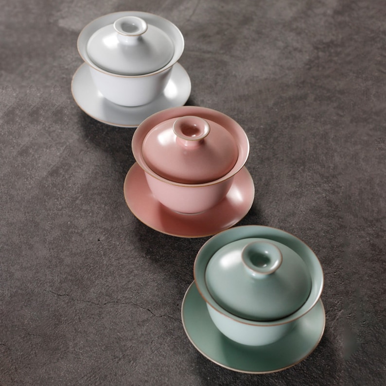 Chinese Traditional RU Ware Porcelain Gaiwan in 3 Colorsceramic Cup（tea ...
